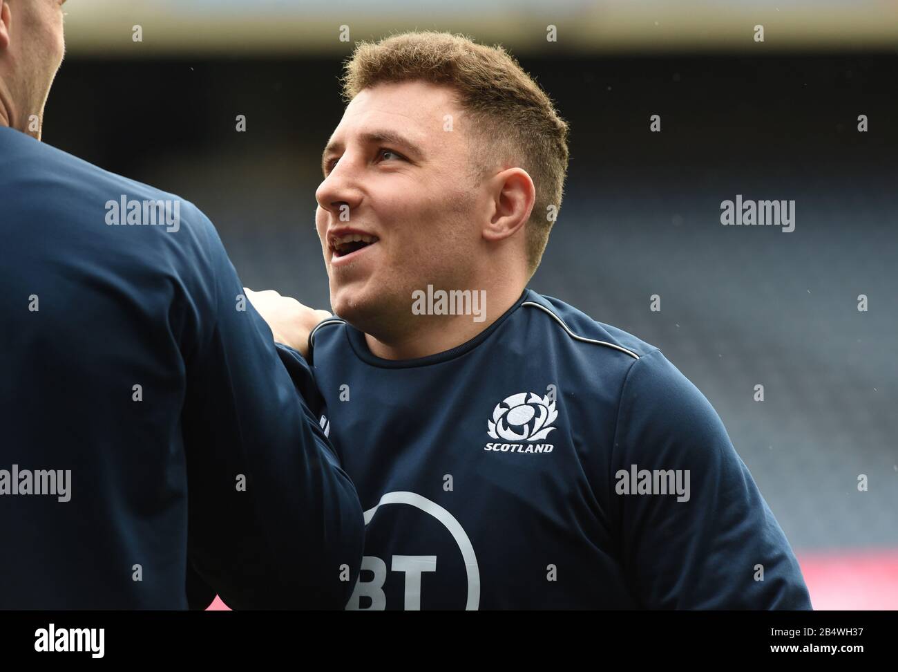 Scotlands duncan weir captains run murrayfield stadium hi-res stock ...