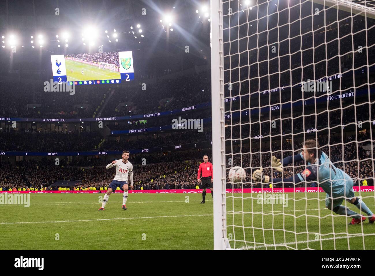 LONDON, ENGLAND - MARCH 04: Tim Krul of Norwich City save penalty taken ...