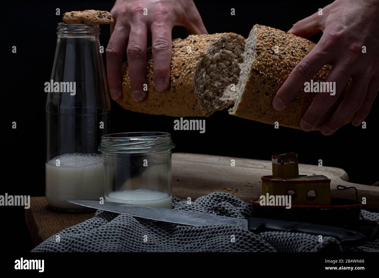 Fresh brunch breakfast morning bread loaf, soft fluffy oven baked ...