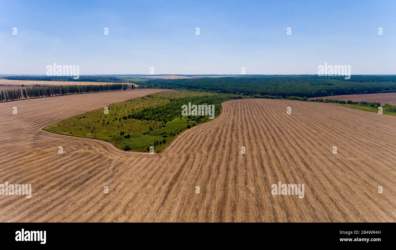 Aerial view of the yellow and green fields Stock Photo - Alamy