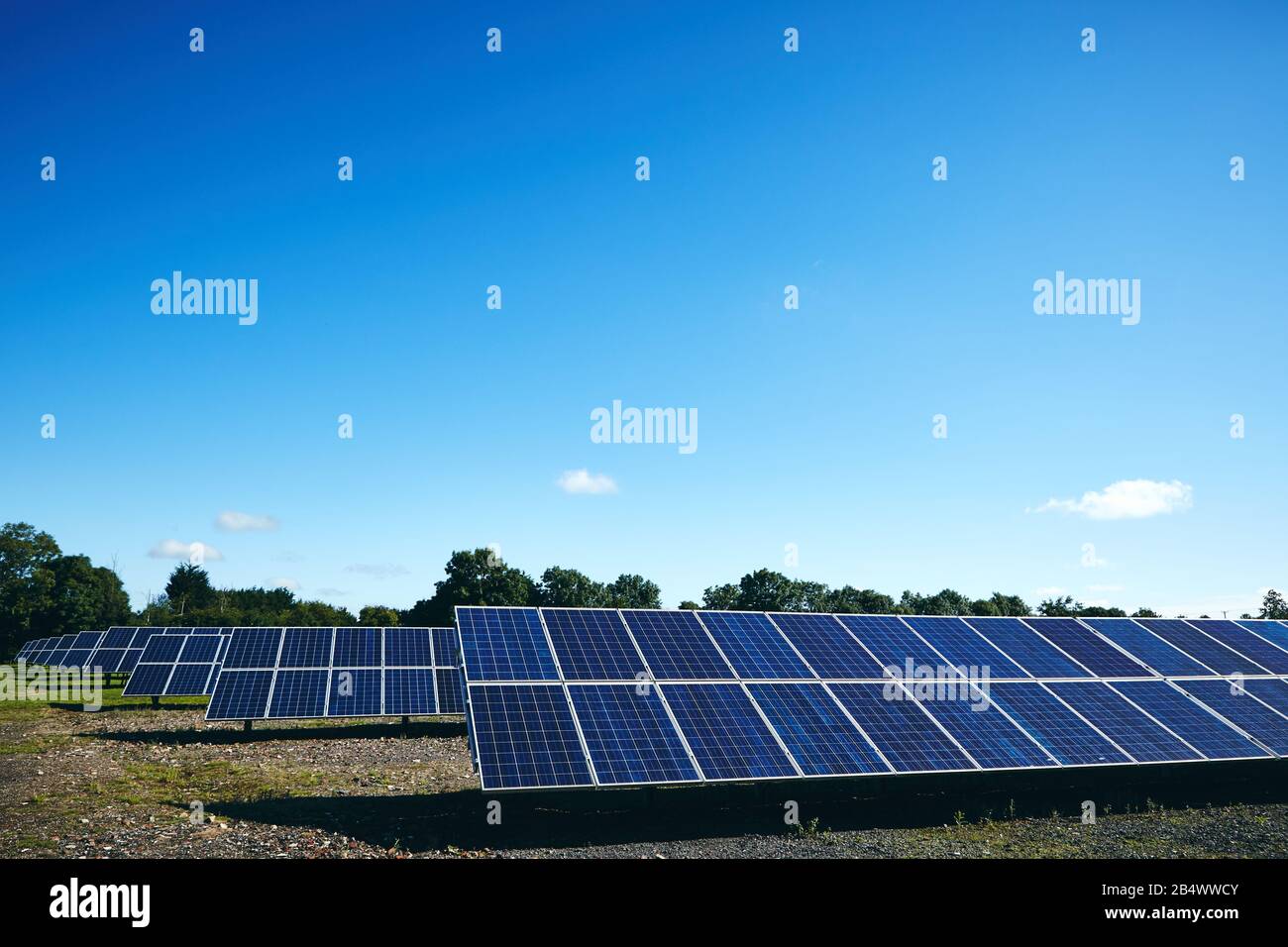 Solar Panels for clean energy on farm land Stock Photo - Alamy