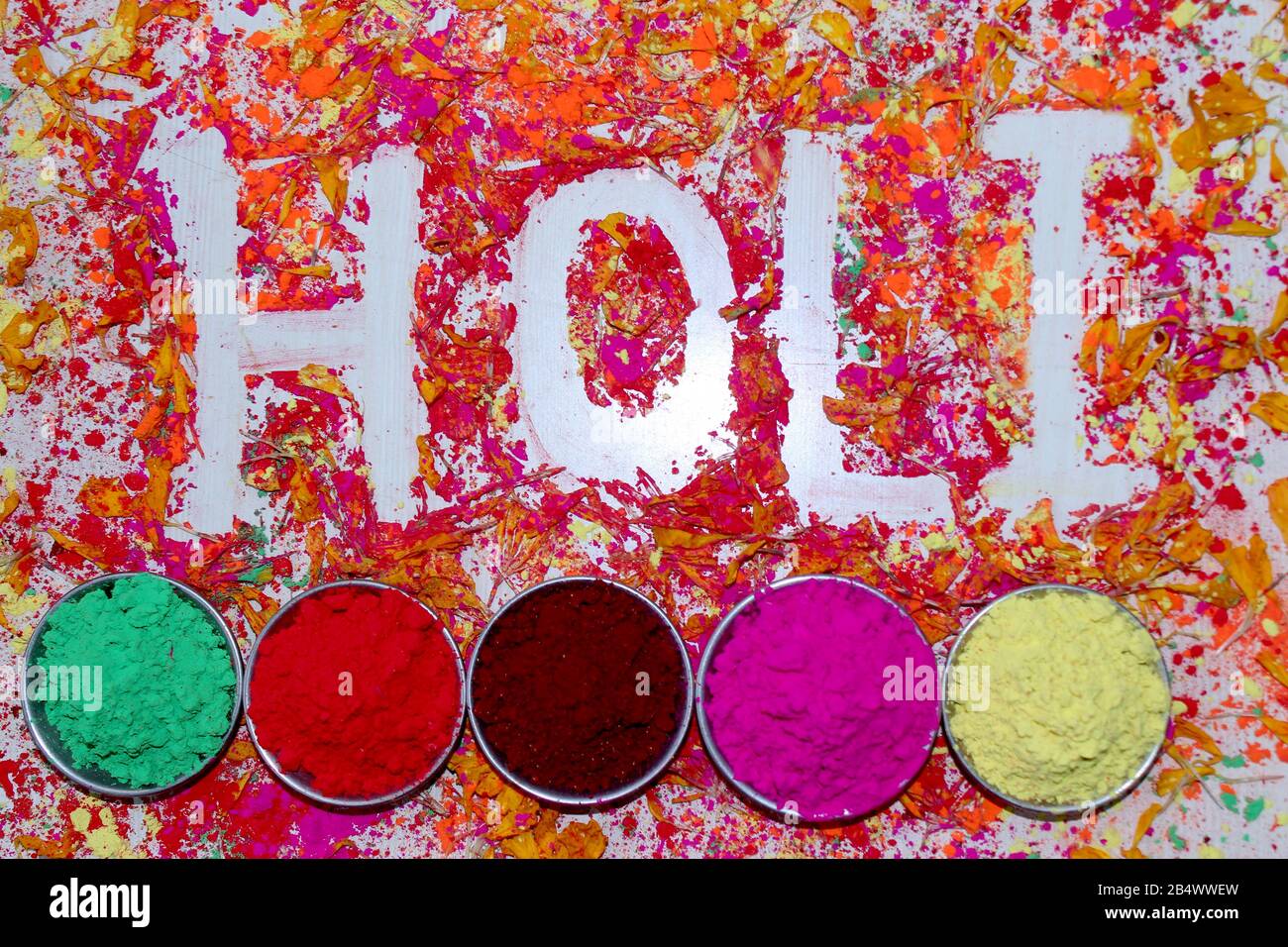 colorful traditional holi powder in bowls, Organic Gulal colors for ...