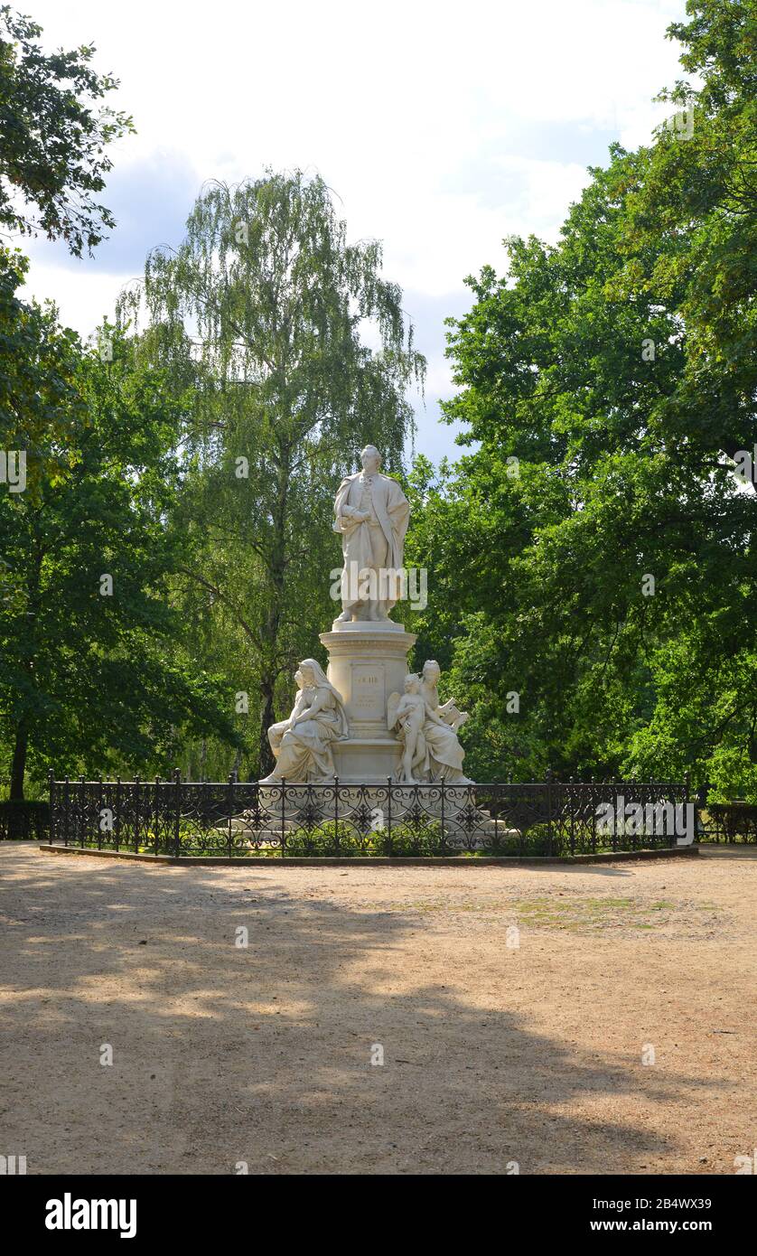 Berlin, Germany, sculpture of the german poet Goethe in the Tiergarten ...