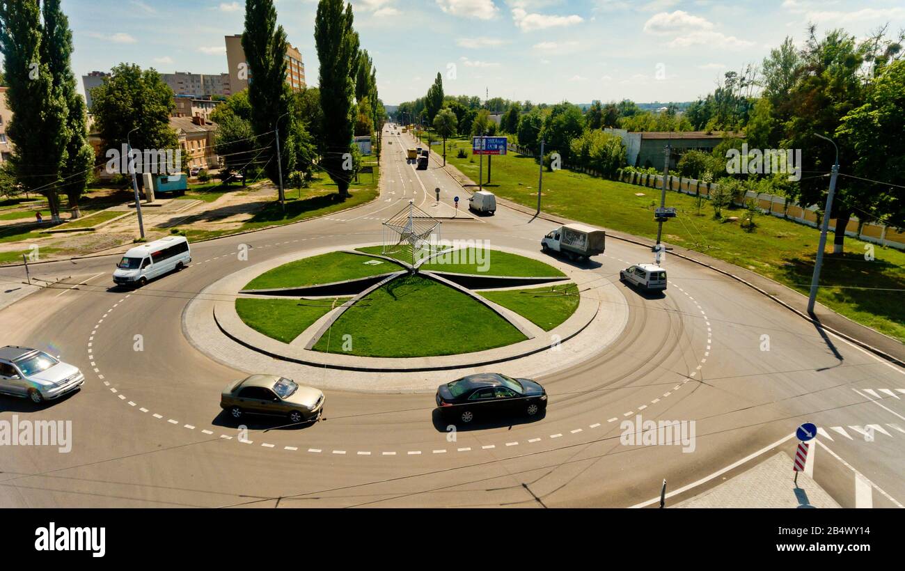 Aerial view of the road with a circular motion Stock Photo - Alamy