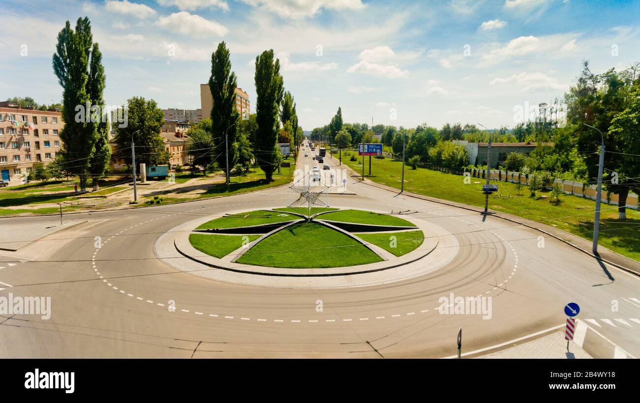 Aerial view of the road with a circular motion Stock Photo - Alamy
