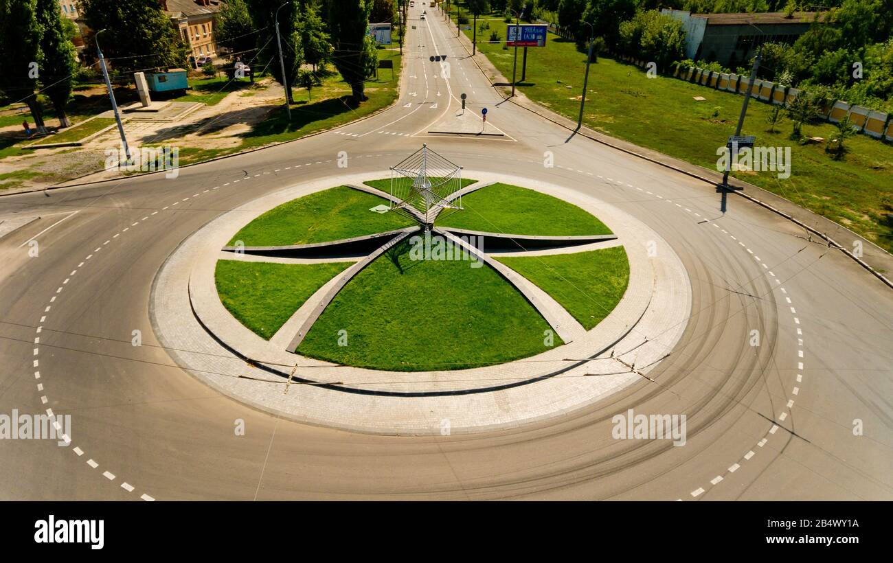 Aerial view of the road with a circular motion Stock Photo - Alamy