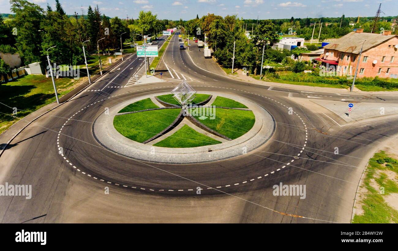 Aerial view of the road with a circular motion Stock Photo - Alamy