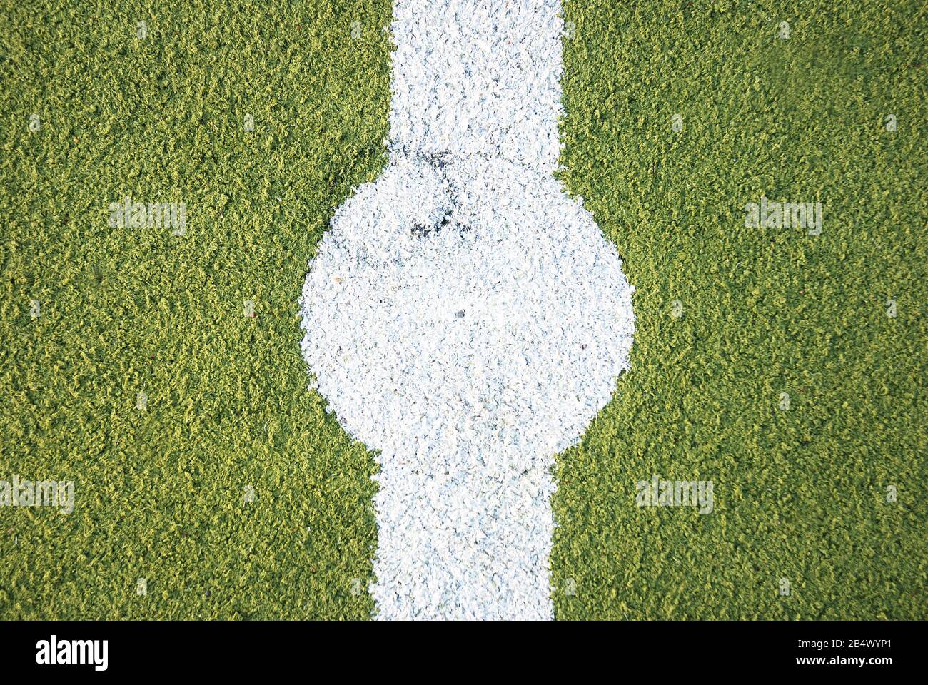 Football soccer middle marker on the field Stock Photo - Alamy