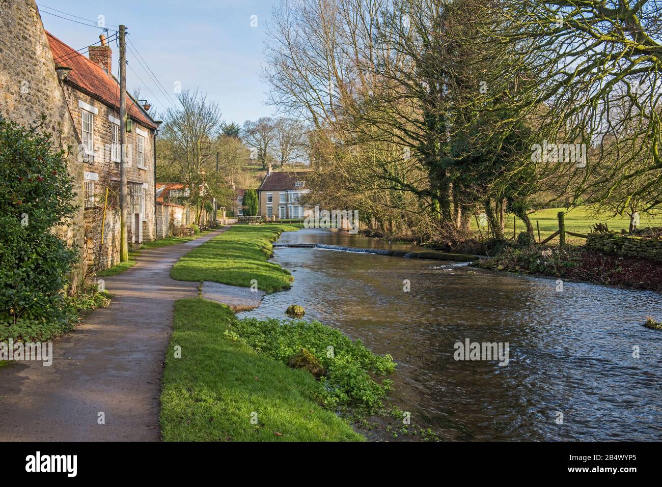 Landscape view of a rural English countryside village scene with ...