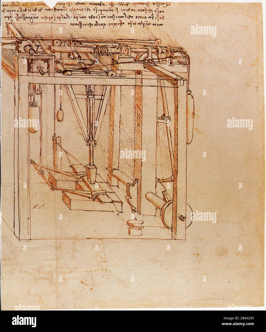Leonardo da Vinci. Studies for gold-beating machine. Detail. 1493-1495 ...