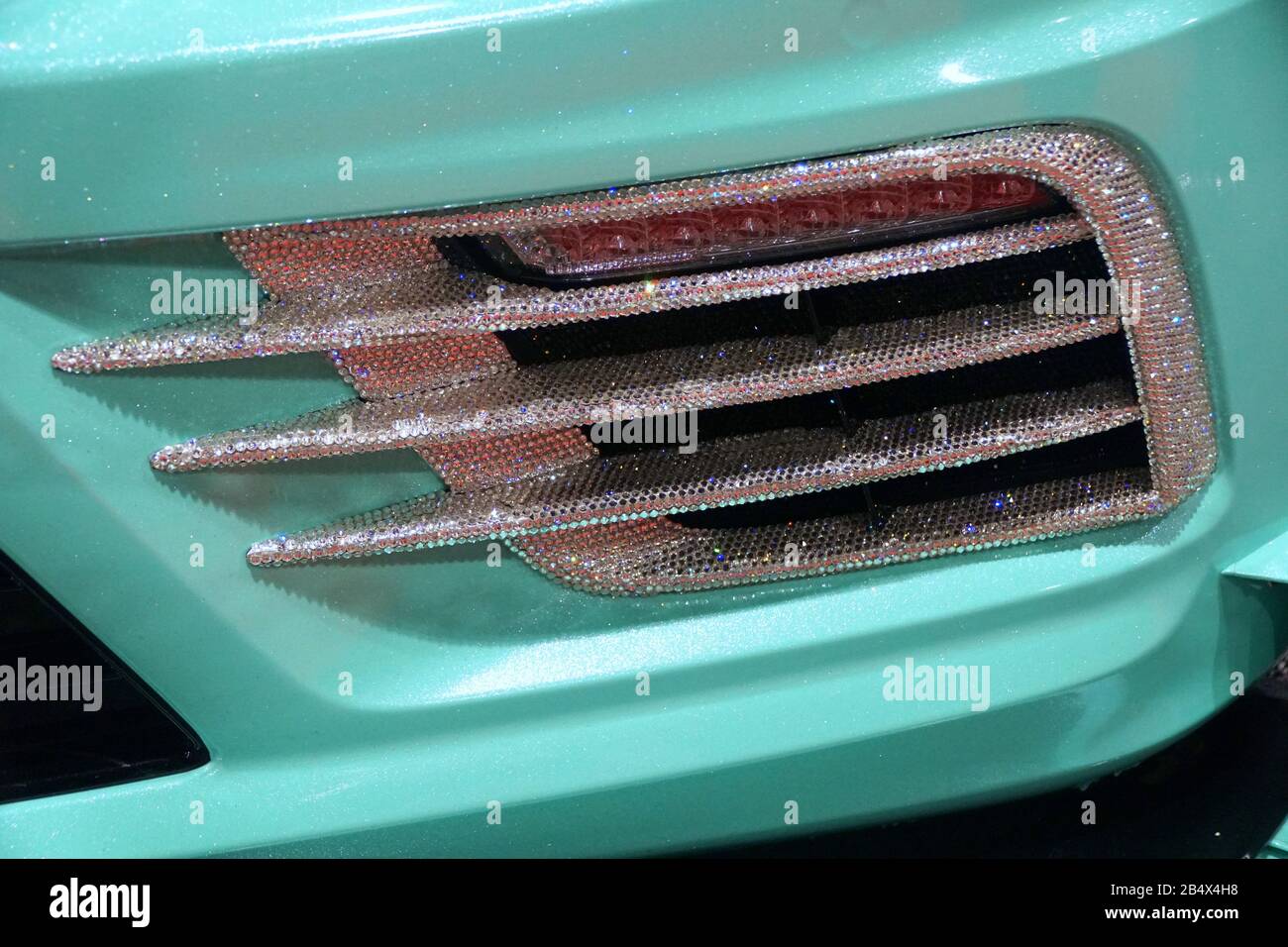 A car side grille decorated with shiny rhinestones Stock Photo - Alamy