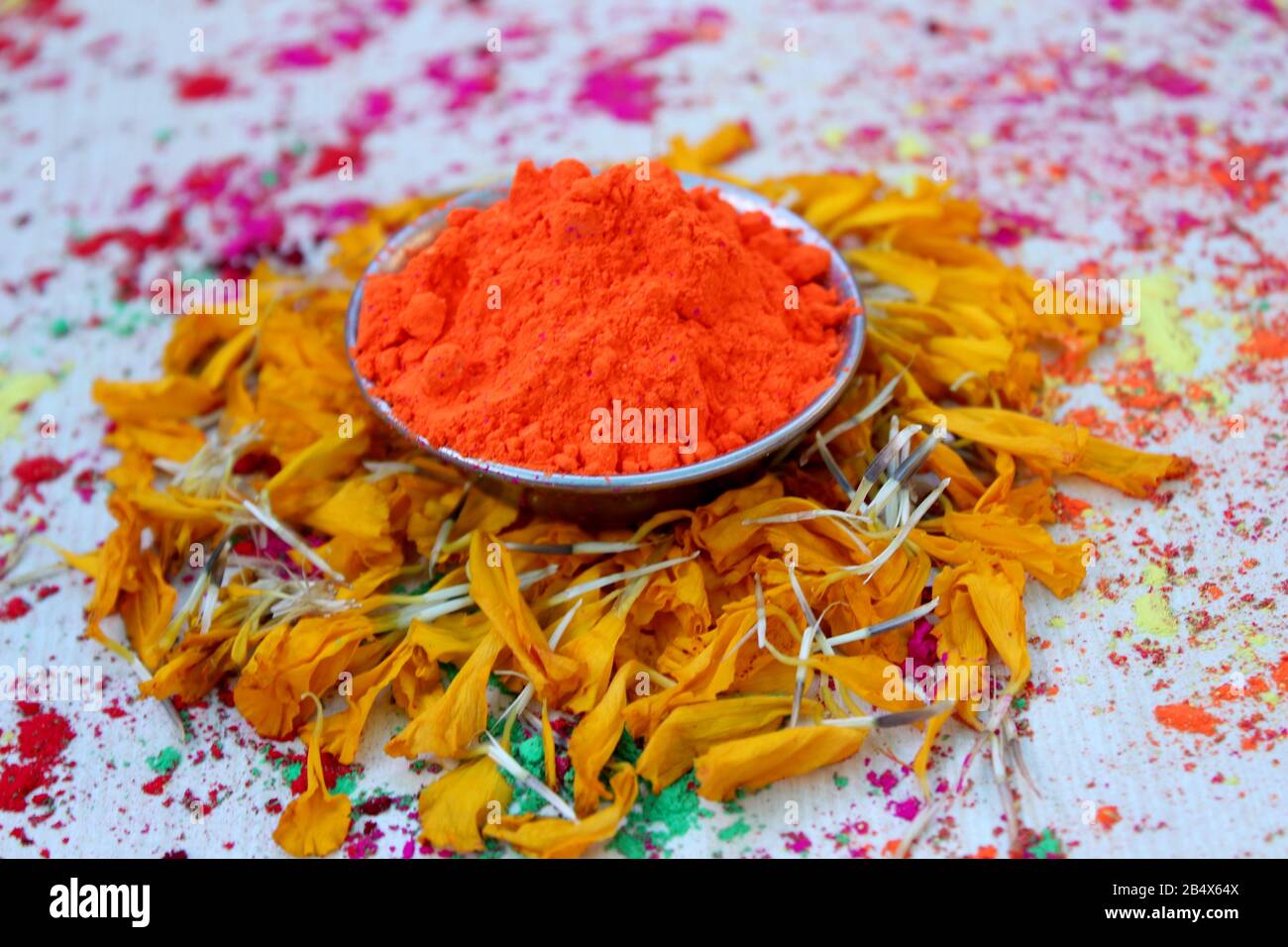 colorful traditional holi powder in bowls, Organic Gulal colors for ...