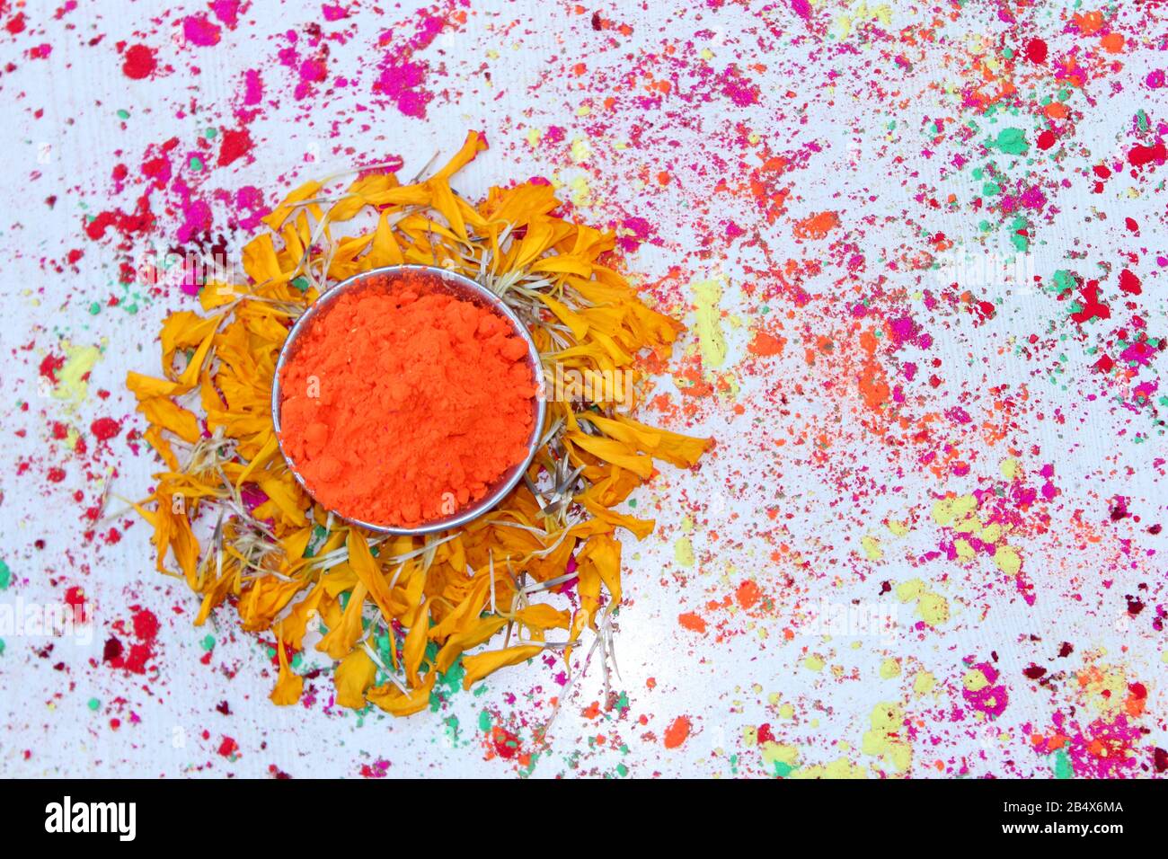 colorful traditional holi powder in bowls, Organic Gulal colors for ...