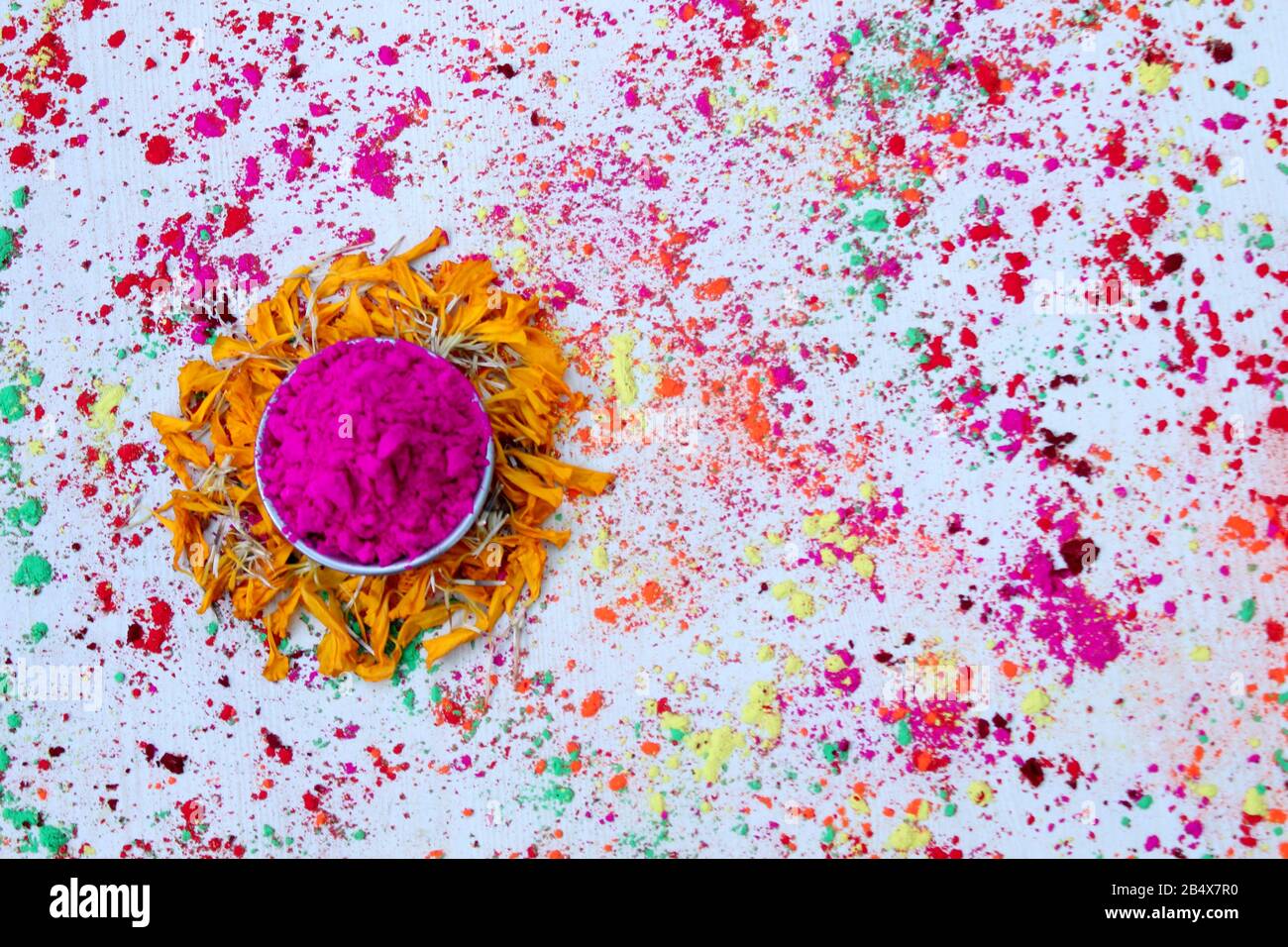 colorful traditional holi powder in bowls, Organic Gulal colors for ...