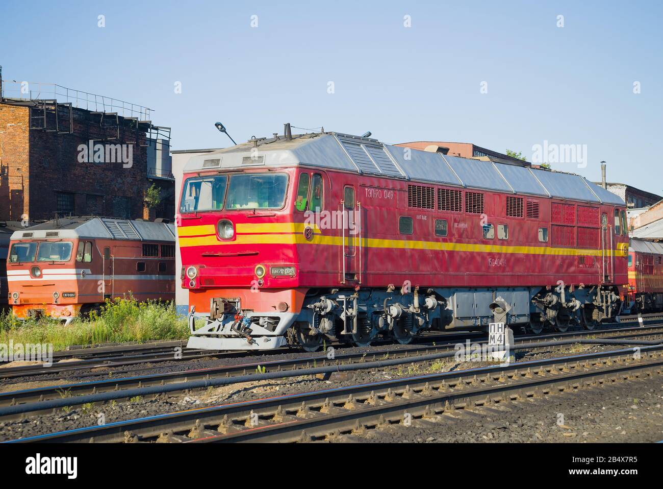 RYBINSK, RUSSIA - JULY 10, 2016: Passenger diesel locomotive TEP-70 ...