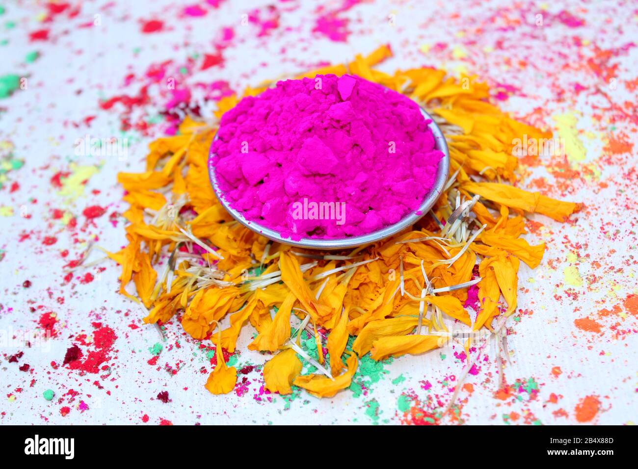 colorful traditional holi powder in bowls, Organic Gulal colors for ...