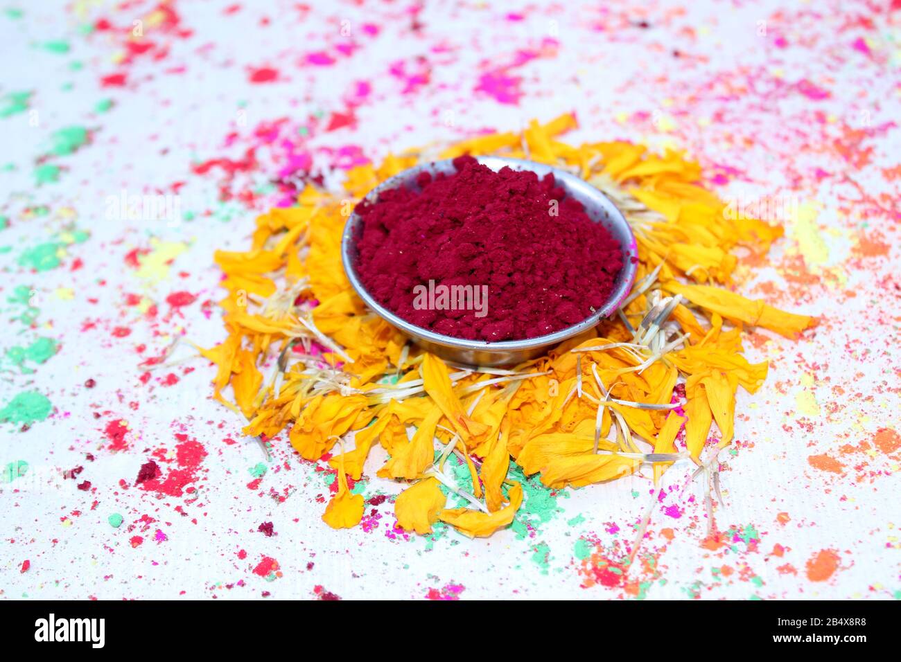 colorful traditional holi powder in bowls, Organic Gulal colors for ...