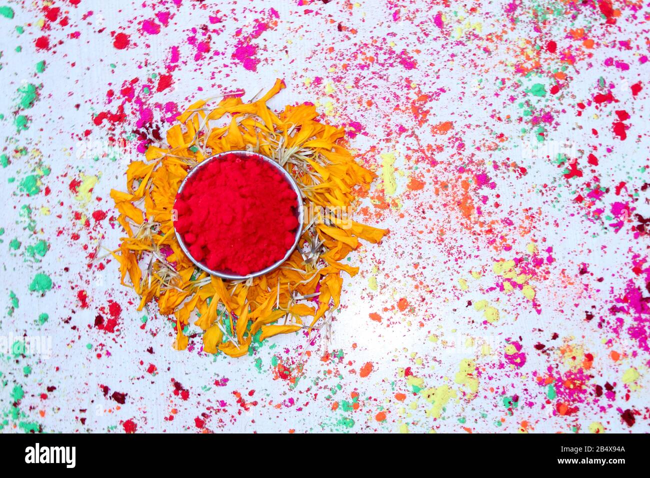 colorful traditional holi powder in bowls, Organic Gulal colors for ...