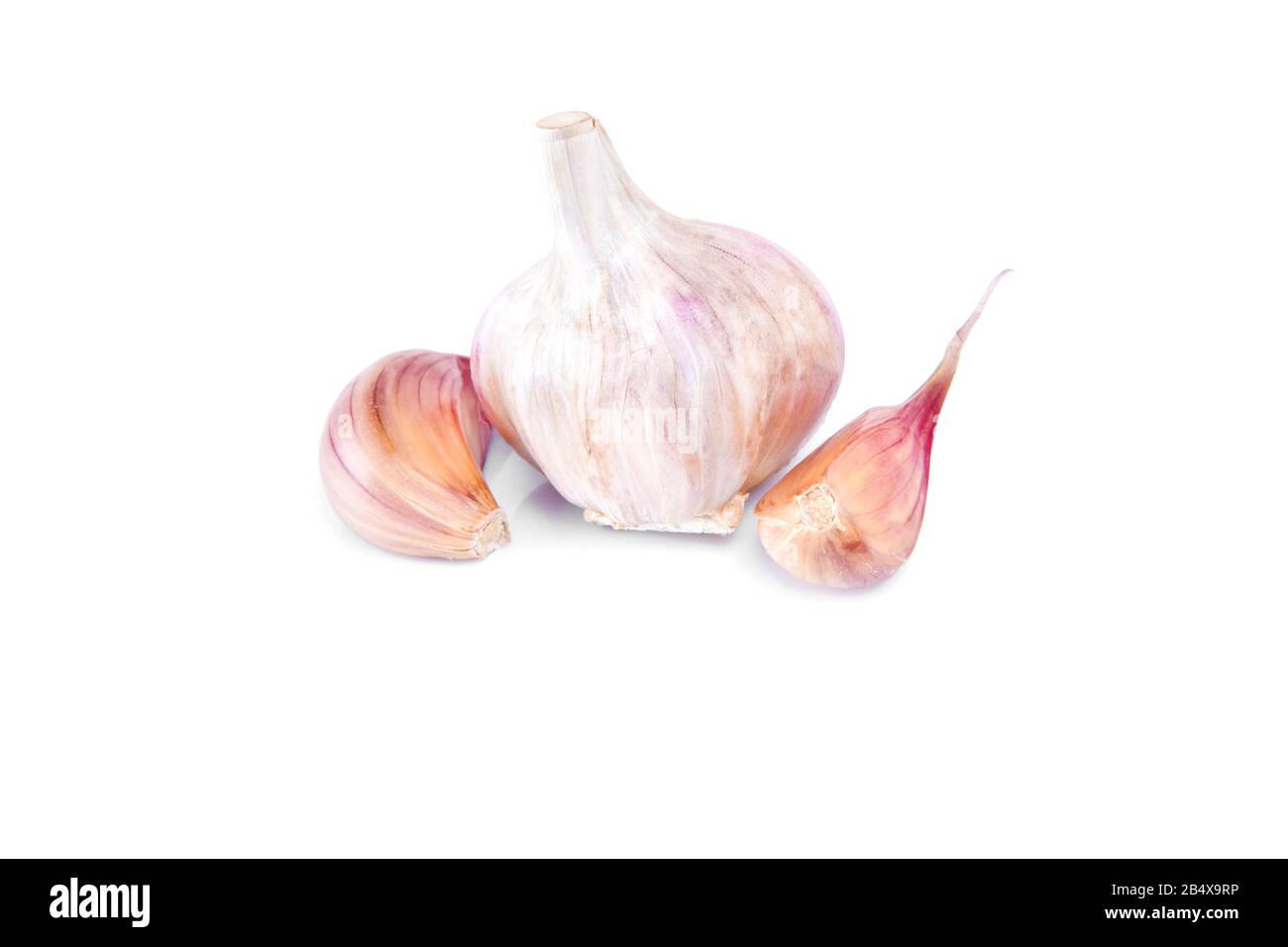Garlic isolated on white background with reflection Stock Photo - Alamy