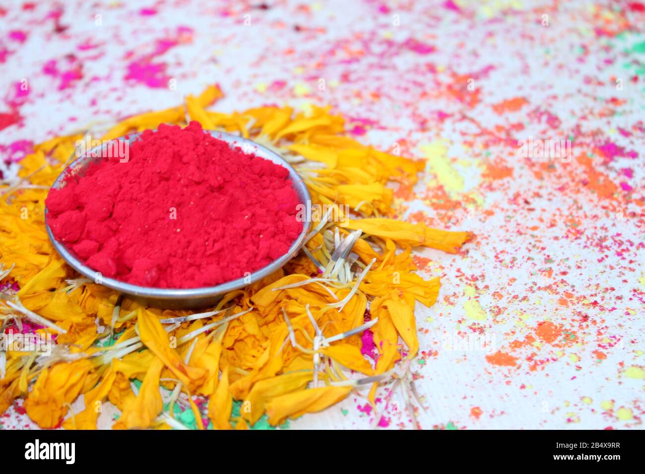 colorful traditional holi powder in bowls, Organic Gulal colors for ...