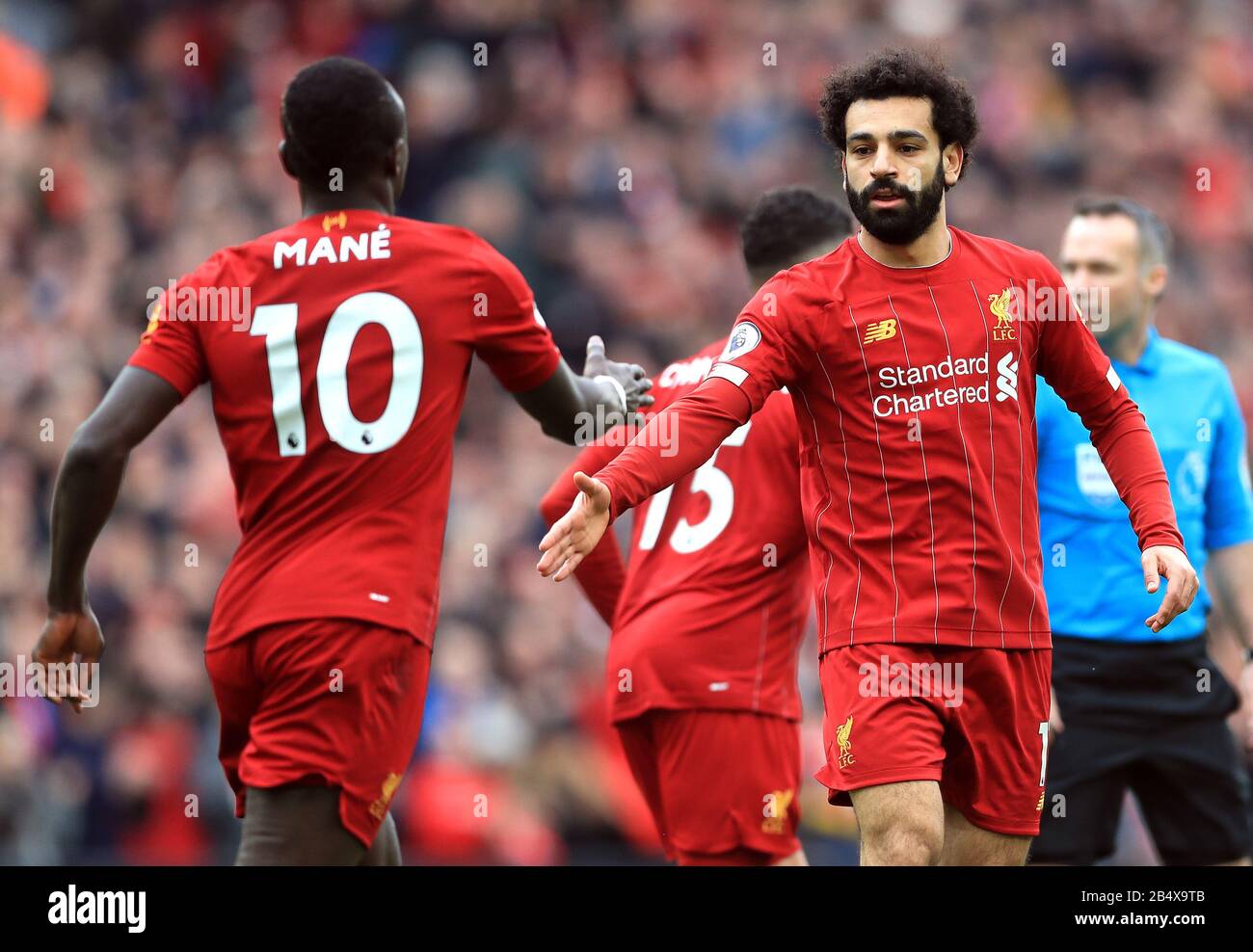 Mohamed salah of liverpool celebrates hi-res stock photography and ...
