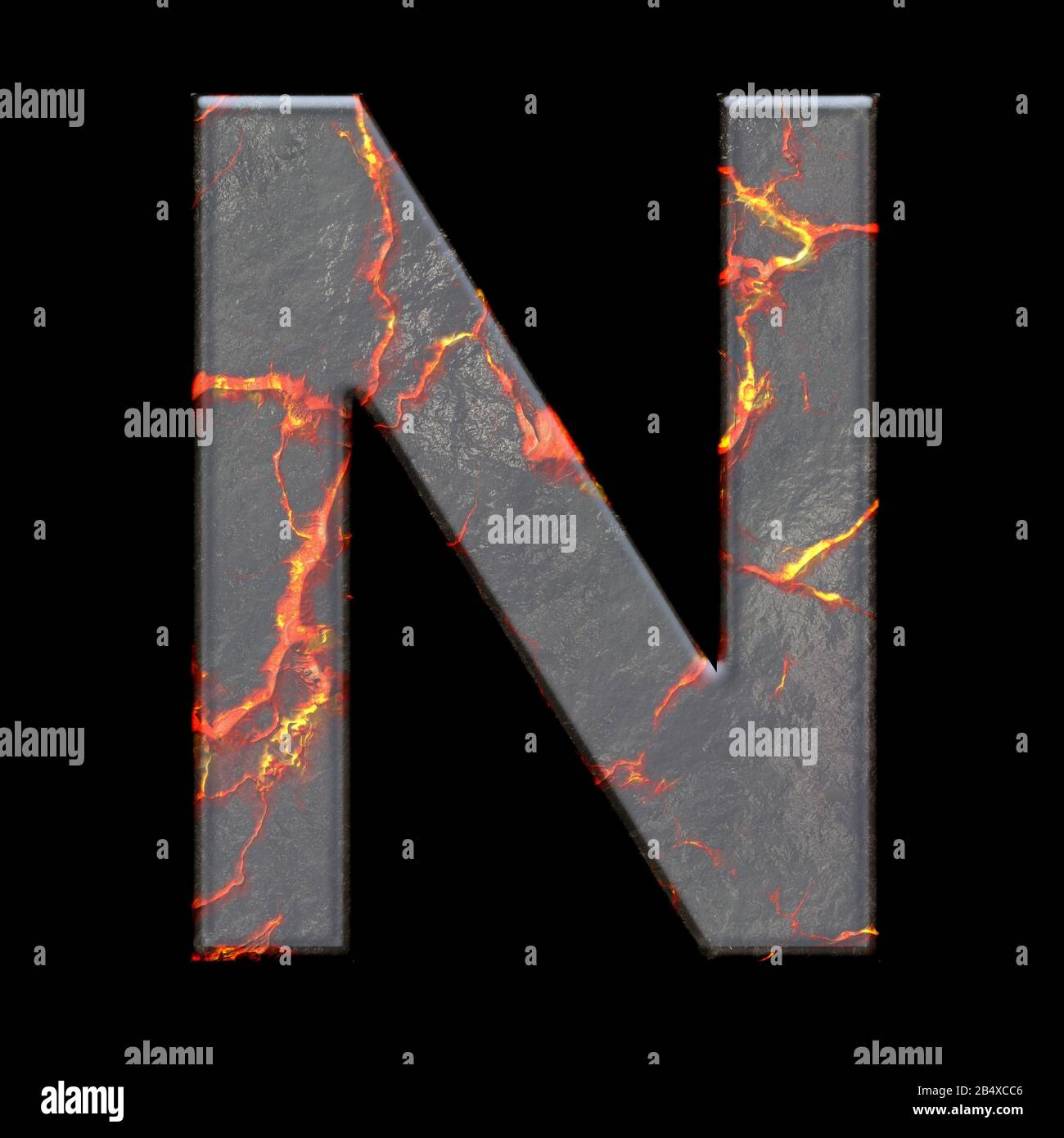 3D render of alphabet letter with volcano cracks embellishment Stock ...