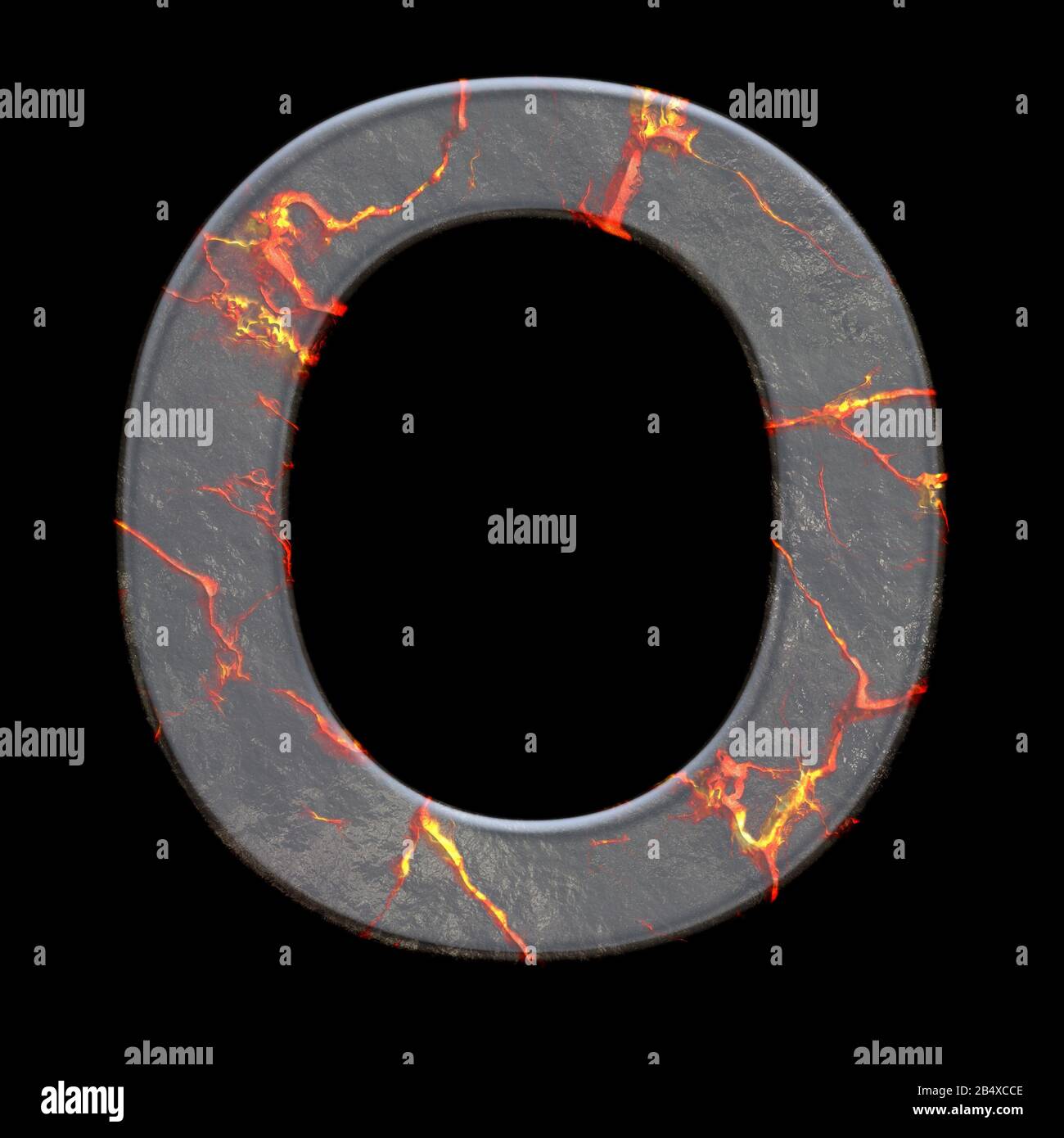 3D render of alphabet letter with volcano cracks embellishment Stock ...