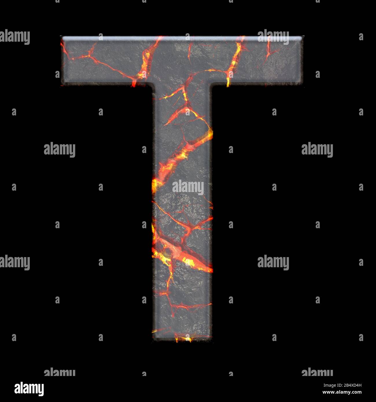 3D render of alphabet letter with volcano cracks embellishment Stock ...