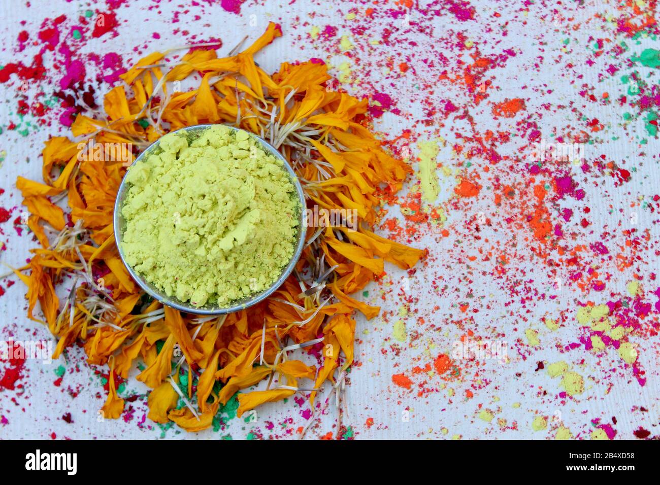 colorful traditional holi powder in bowls, Organic Gulal colors for ...