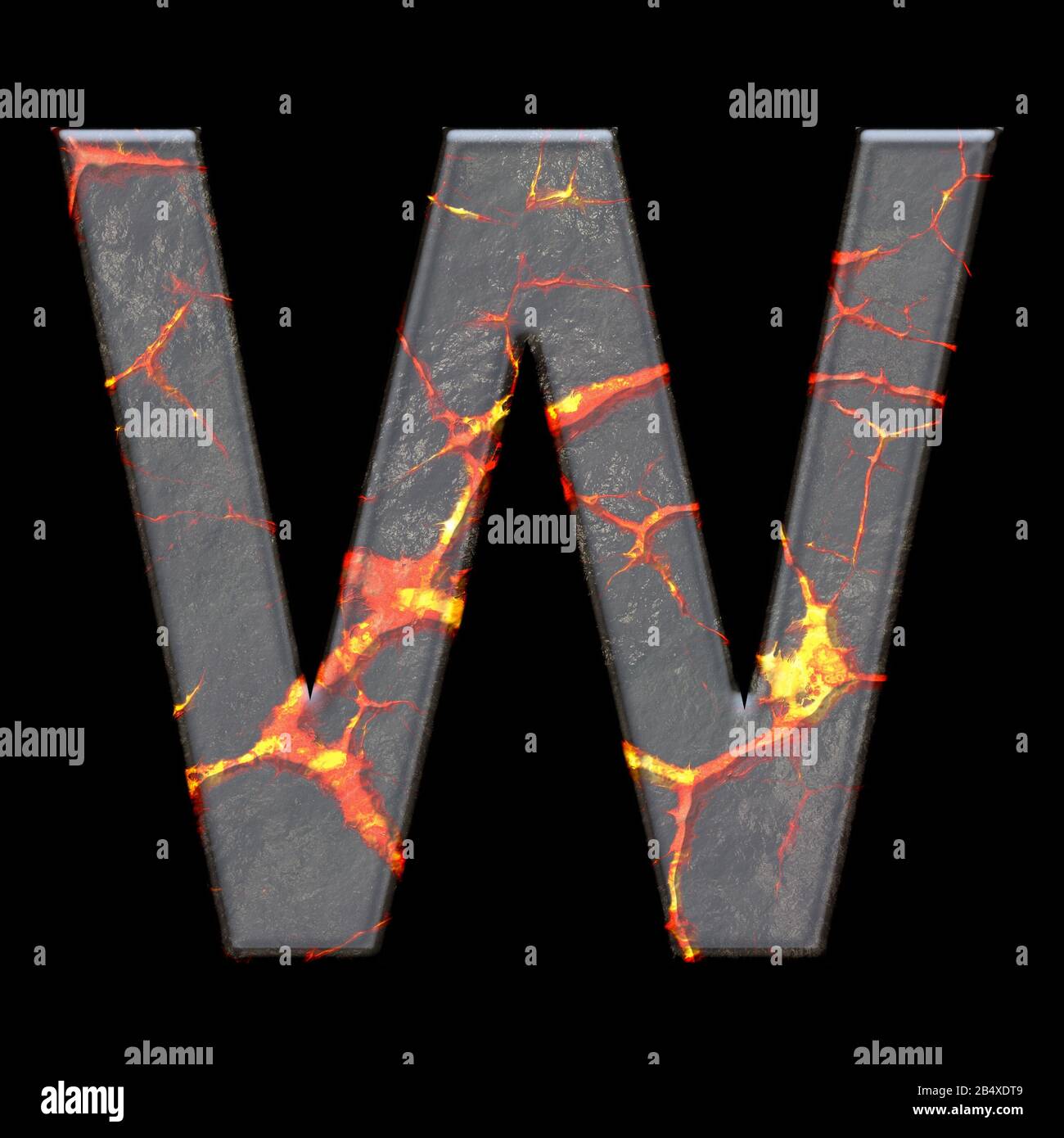 3D render of alphabet letter with volcano cracks embellishment Stock ...