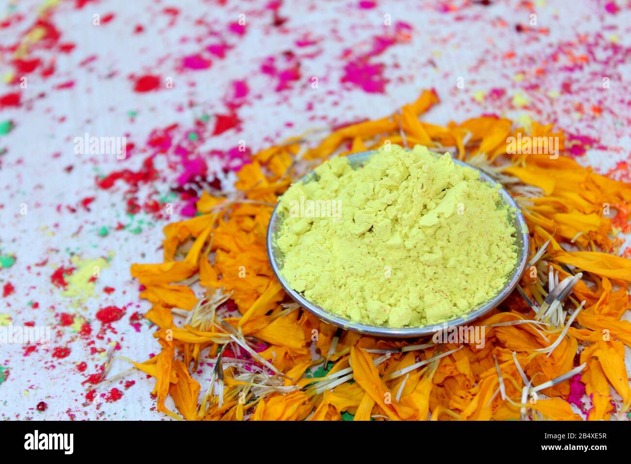 colorful traditional holi powder in bowls, Organic Gulal colors for ...