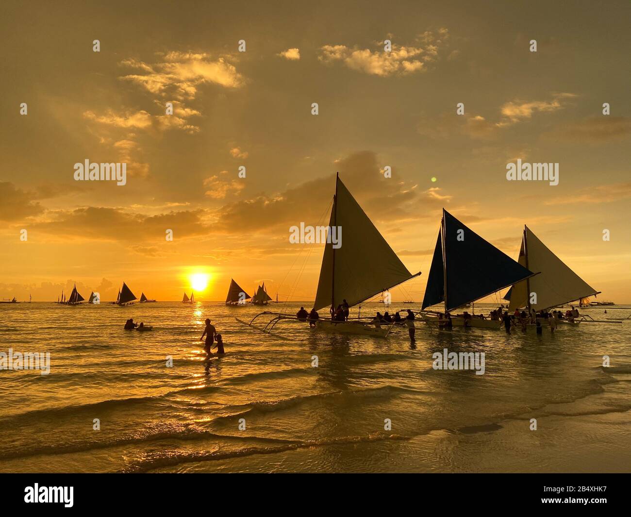 Sunset at Boracay beach in Philippines Stock Photo - Alamy