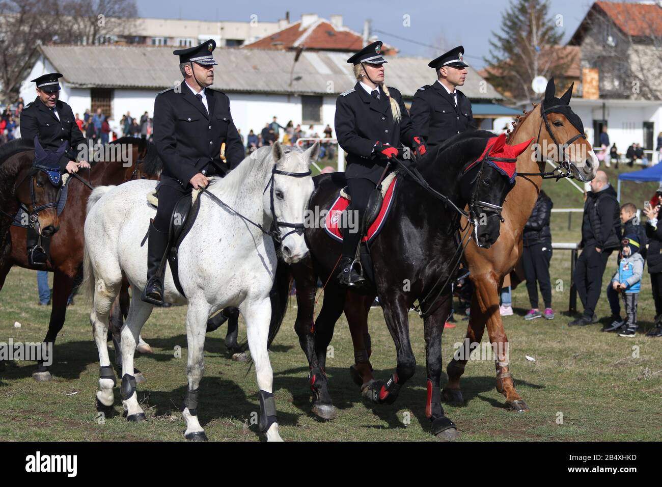 Bulgarian men ride their horses during celebrations marking the ...