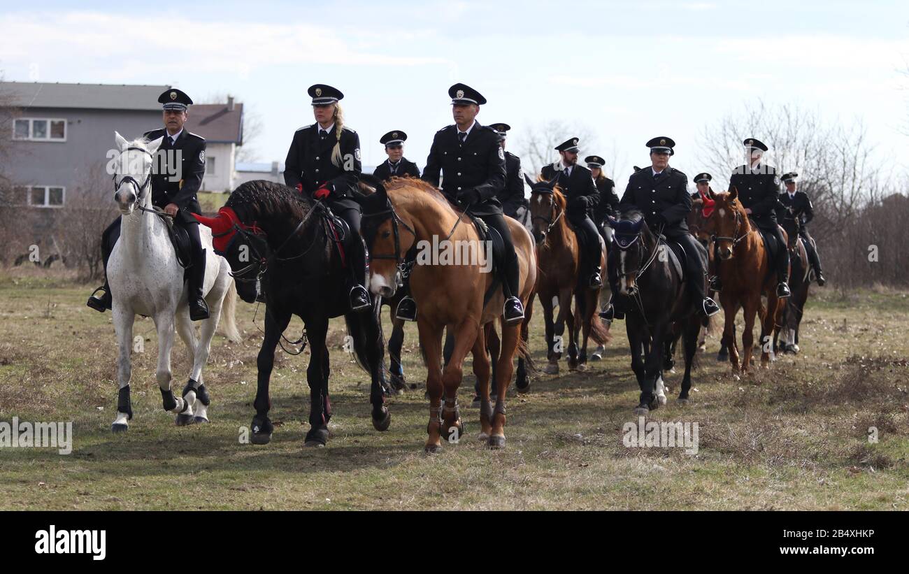 Bulgarian men ride their horses during celebrations marking the ...