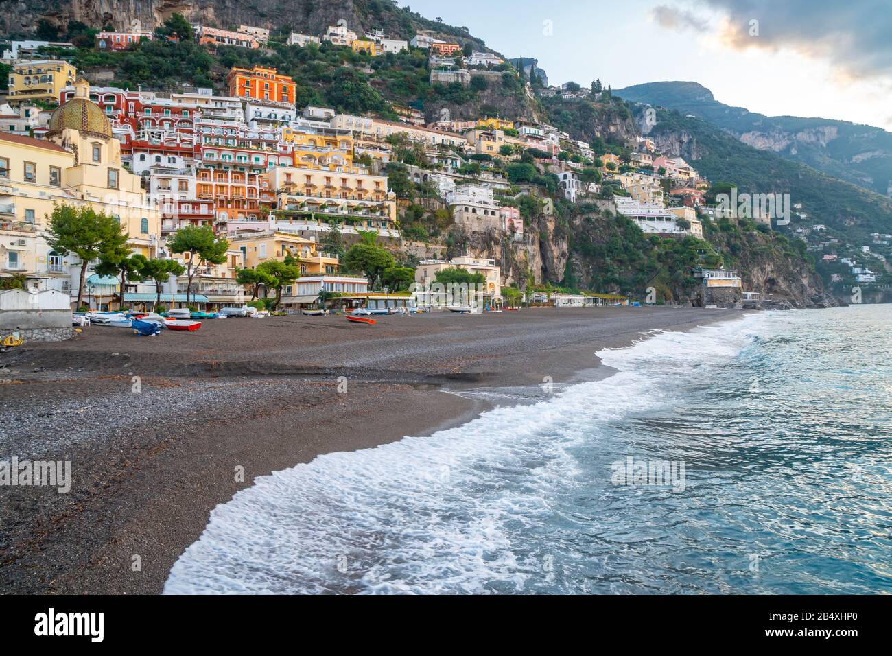 Beautiful Landscape with Positano town at famous amalfi coast, Italy ...