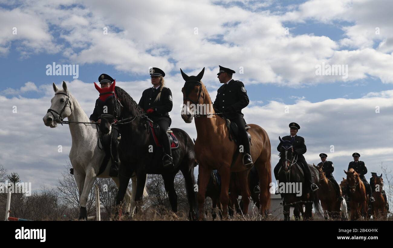 Bulgarian men ride their horses during celebrations marking the ...