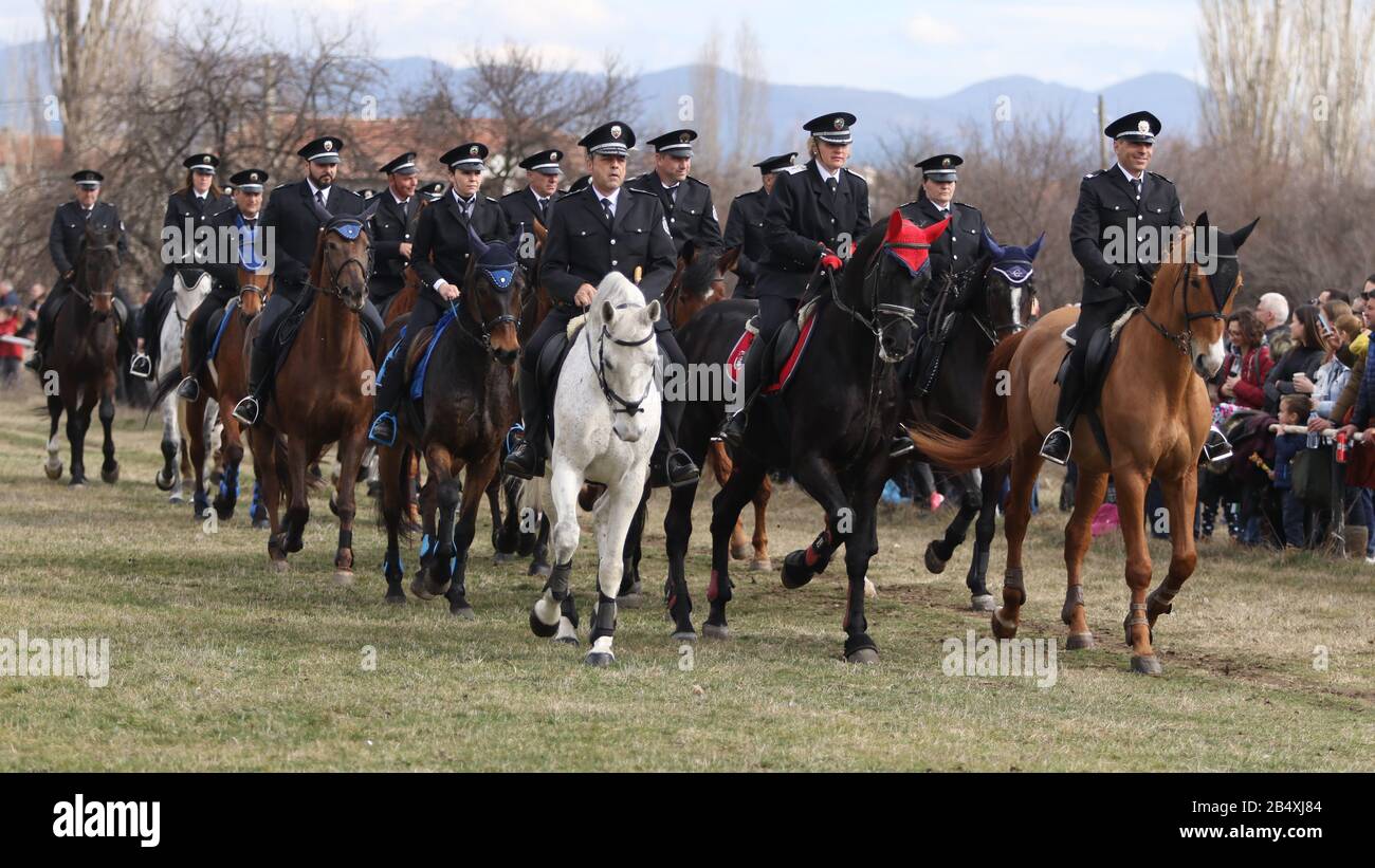Bulgarian men ride their horses during celebrations marking the ...