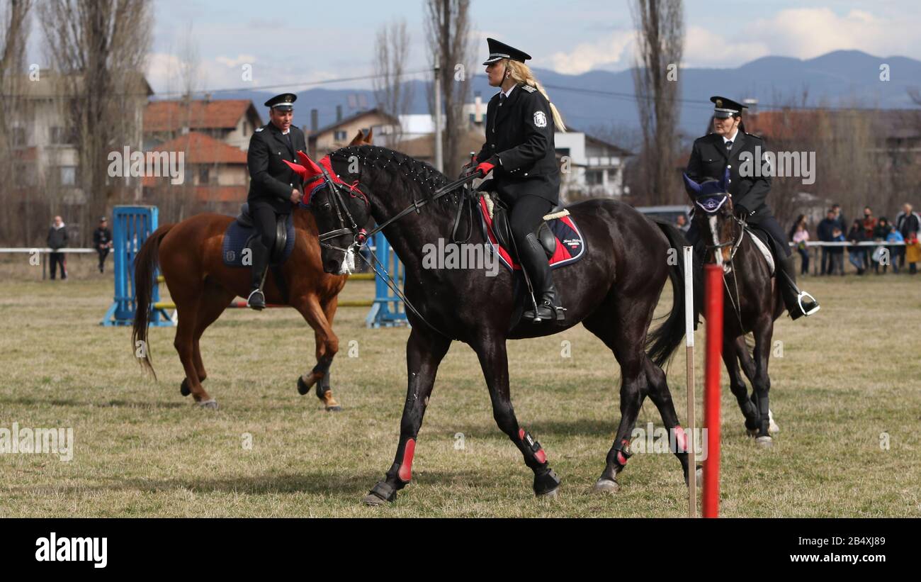 Bulgarian men ride their horses during celebrations marking the ...