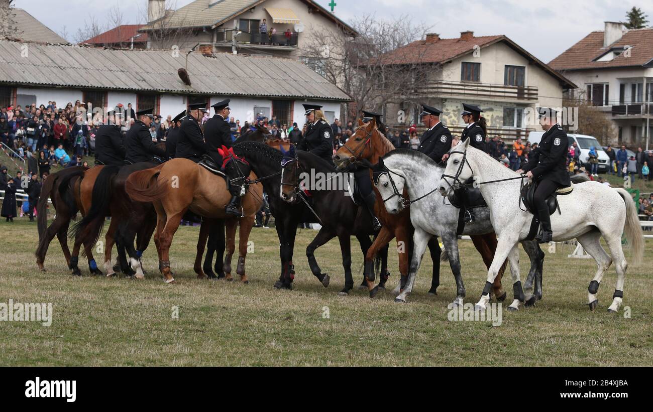 Bulgarian men ride their horses during celebrations marking the ...