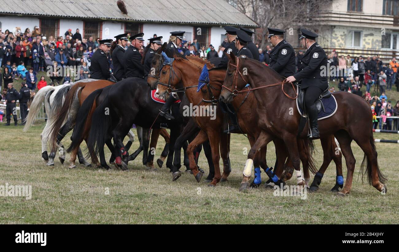 Bulgarian men ride their horses during celebrations marking the ...