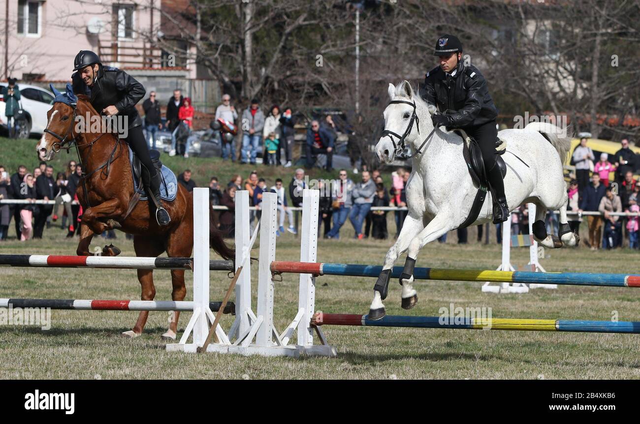 Bulgarian men ride their horses during celebrations marking the ...