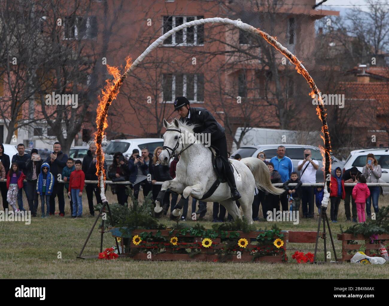 Bulgarian men ride their horses during celebrations marking the ...