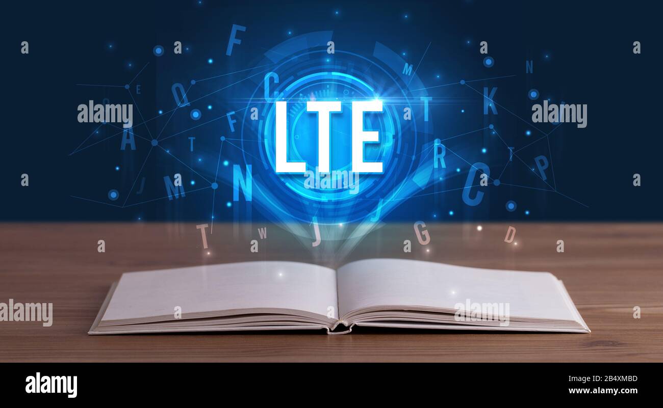 LTE inscription coming out from an open book, digital technology concept Stock Photo - Alamy