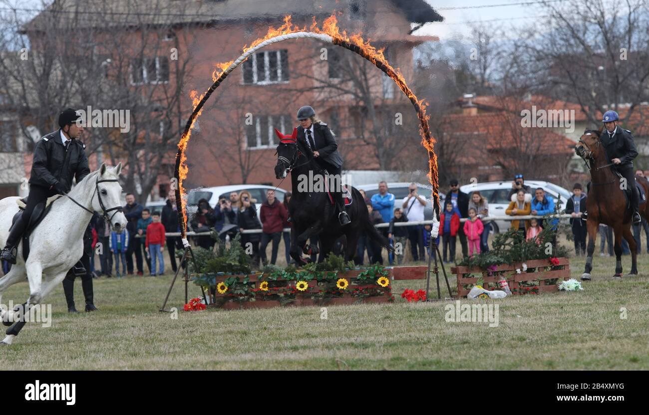 Bulgarian men ride their horses during celebrations marking the ...