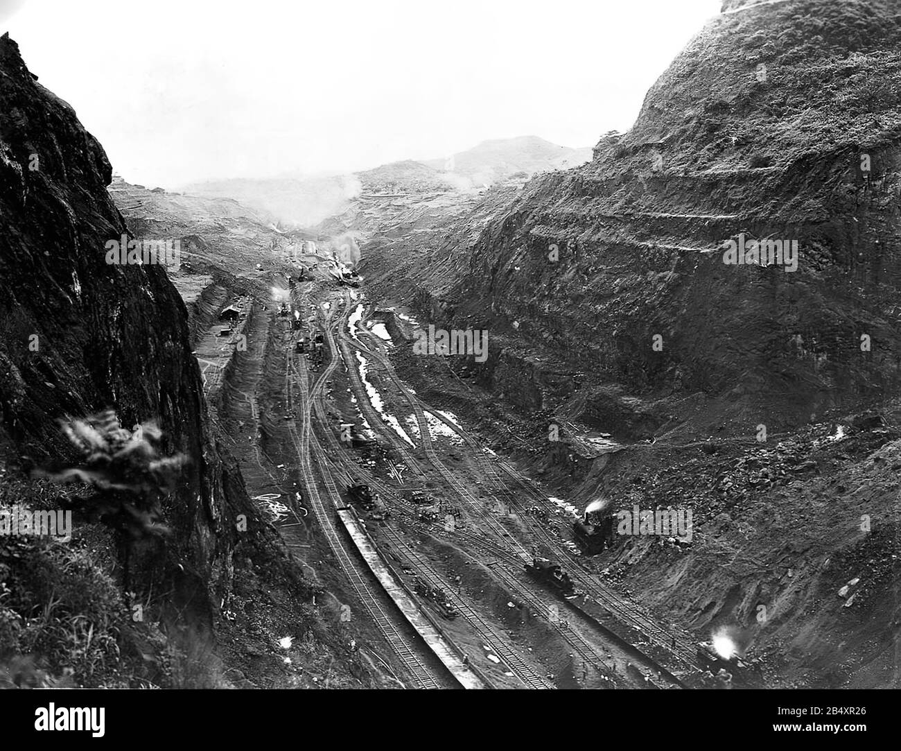 Panama Canal construction works in the beginning of 20th century. One ...