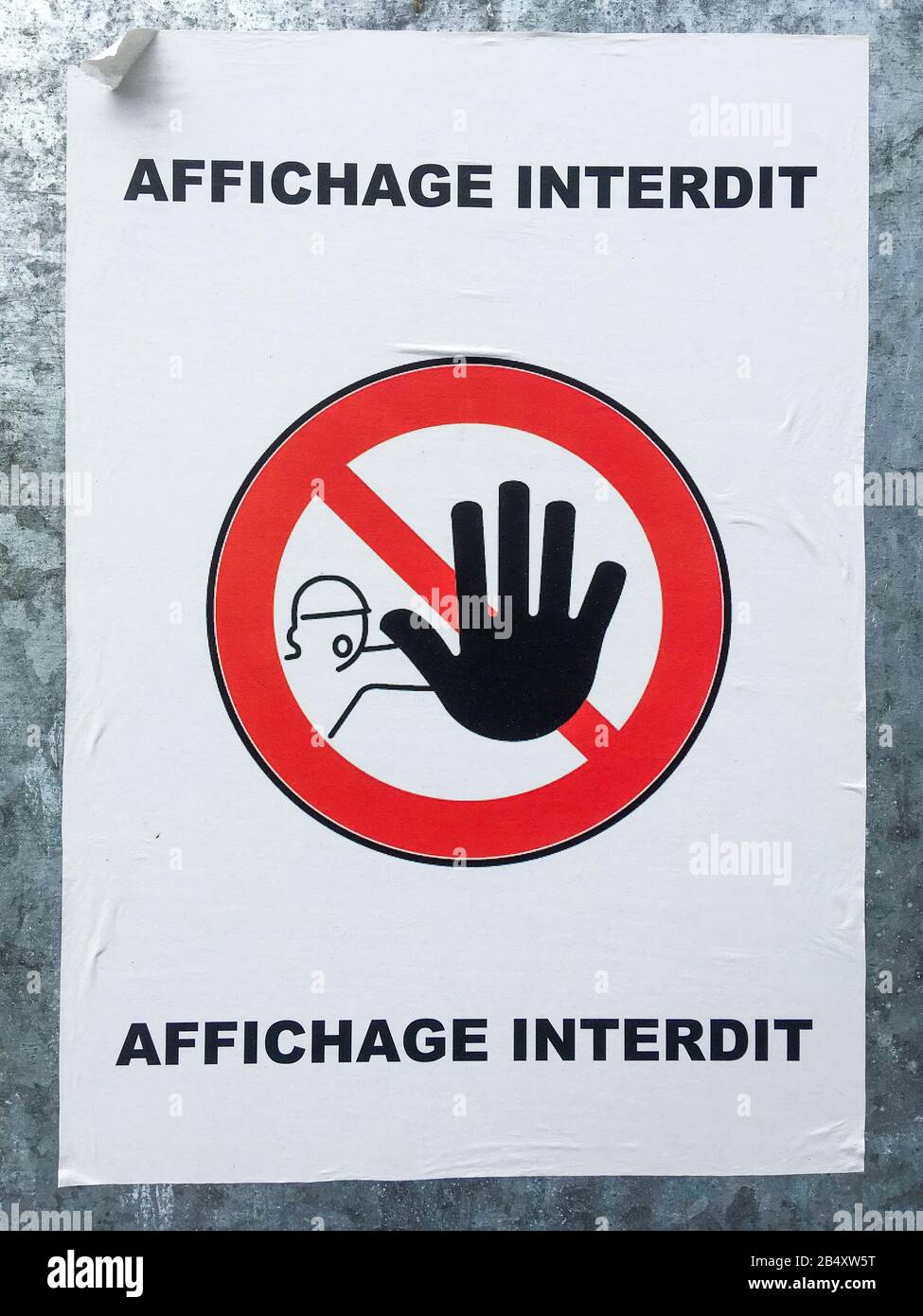 Poster reading "Prohibited Post", Lyon, France Stock Photo - Alamy