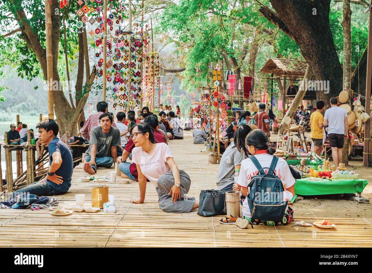 RATCHABURI THAILAND-JANUARY 19,2020 : Handicrafts, homemade food, cotton clothes and more from ...