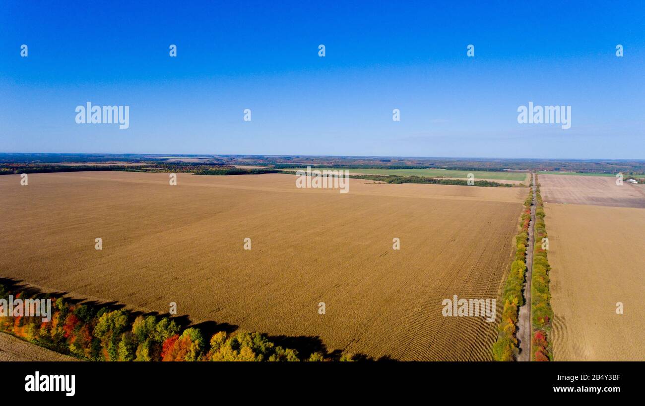 Aerial view of autumn fields Stock Photo - Alamy
