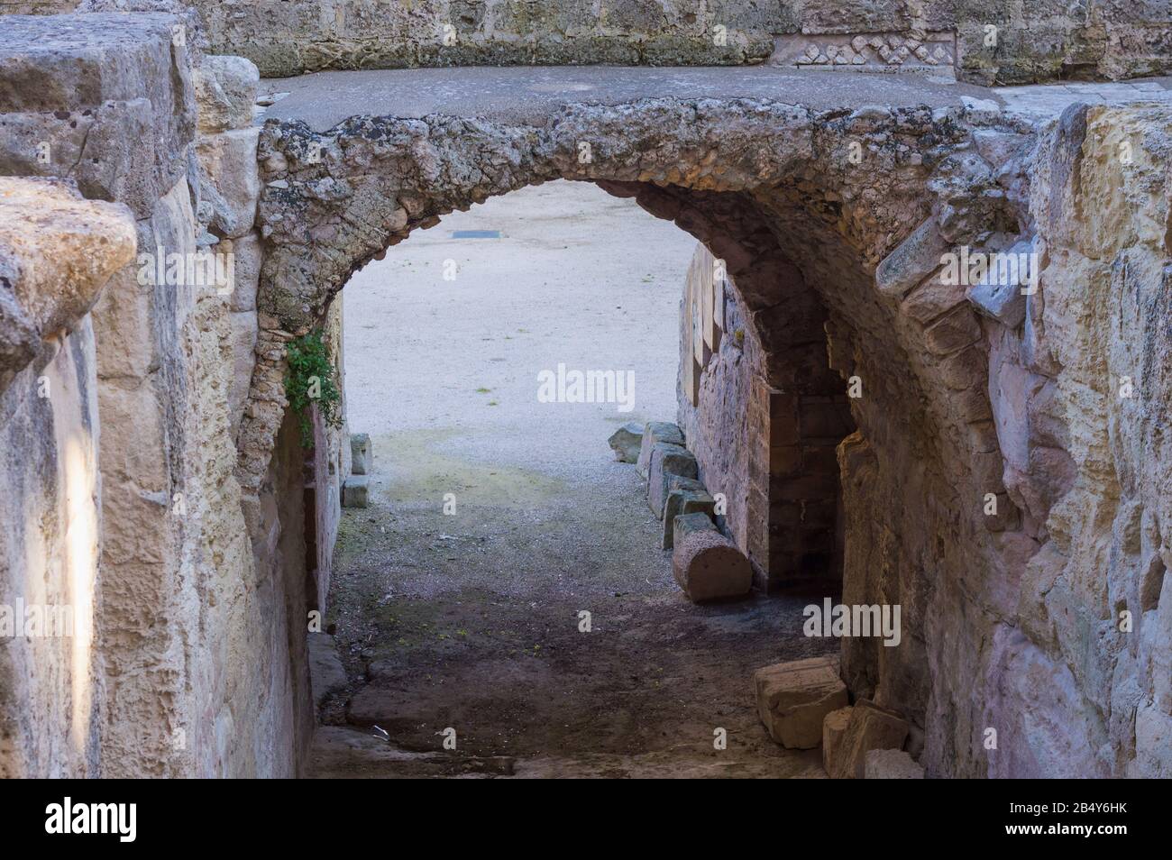 Arena Entrance in Ancient Roman Amphitheater in Lecce, Italy Stock ...