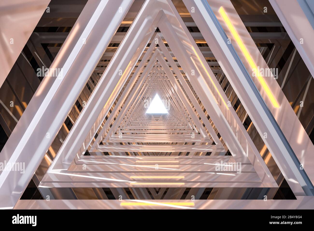 Triangular tunnel,Shuttle time,3d rendering. Computer digital drawing ...